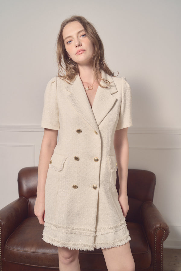 Tweed fringe mini one piece - Off- – Meline M