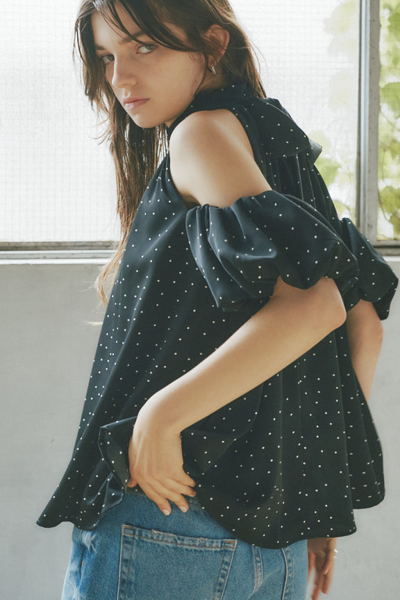 【Pre-order】Amelie Dot Halter Top -Black- – Meline M