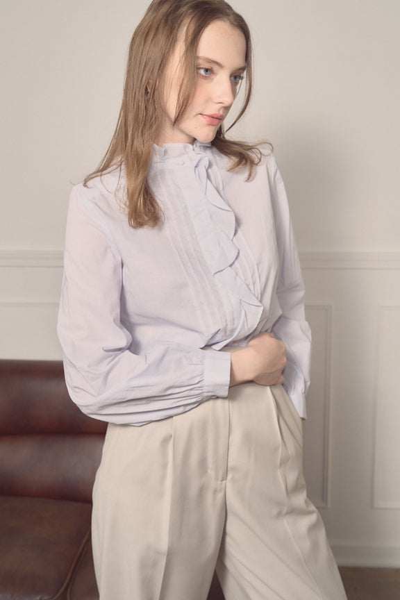Stand frill blouse -Alice blue- – Meline M